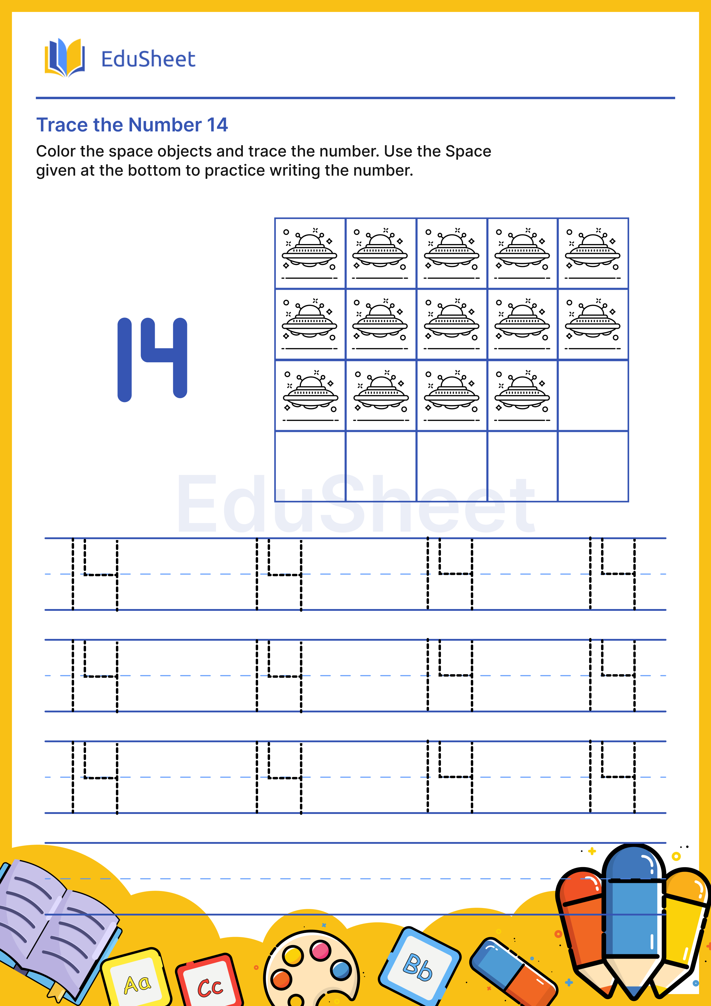 Trace the Number of Space objects 14 Worksheets | Free Download at ...