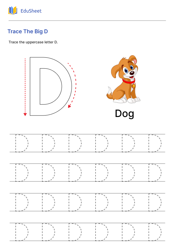 Trace The Big D Worksheets | Free Download at Orchids International