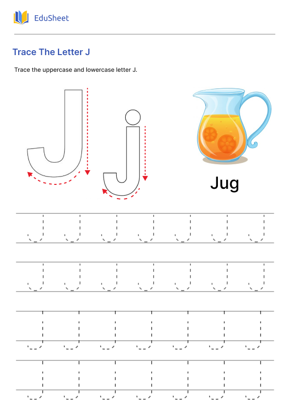 Trace The Letter J Worksheets | Free Download at Orchids International