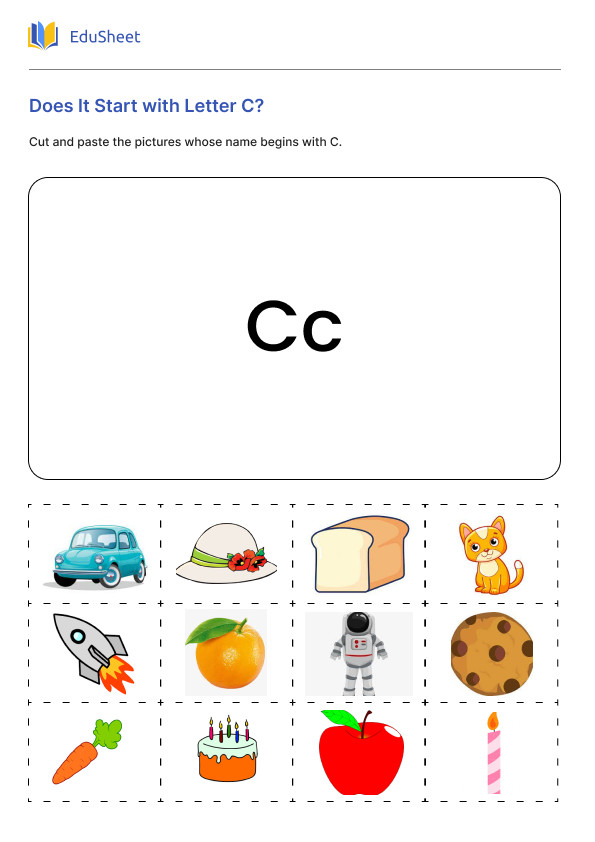 Does It Start with Letter C? Worksheets | Free Download at Orchids ...