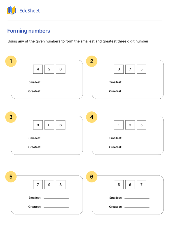 Forming numbers Worksheets | Free Download at Orchids International