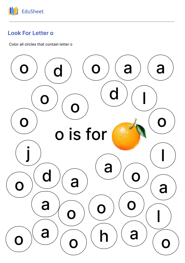 Look For Letter o Worksheets | Free Download at Orchids International