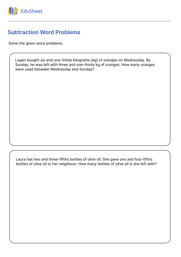 Subtraction Word Problems Part 1 Worksheets | Free Download at Orchids ...