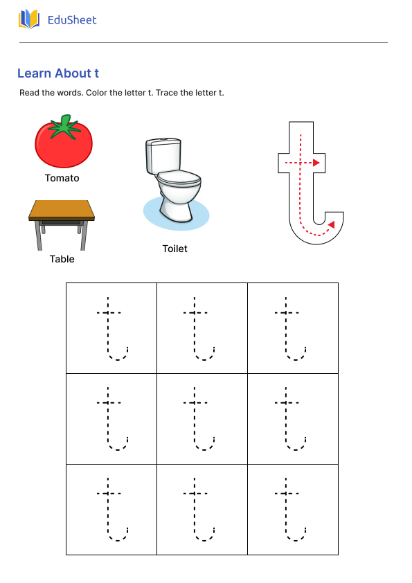 Learn About t Worksheets | Free Download at Orchids International