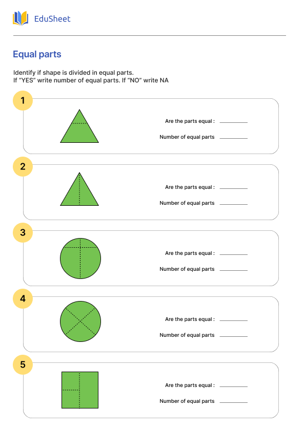 Equal parts Worksheets | Free Download at Orchids International