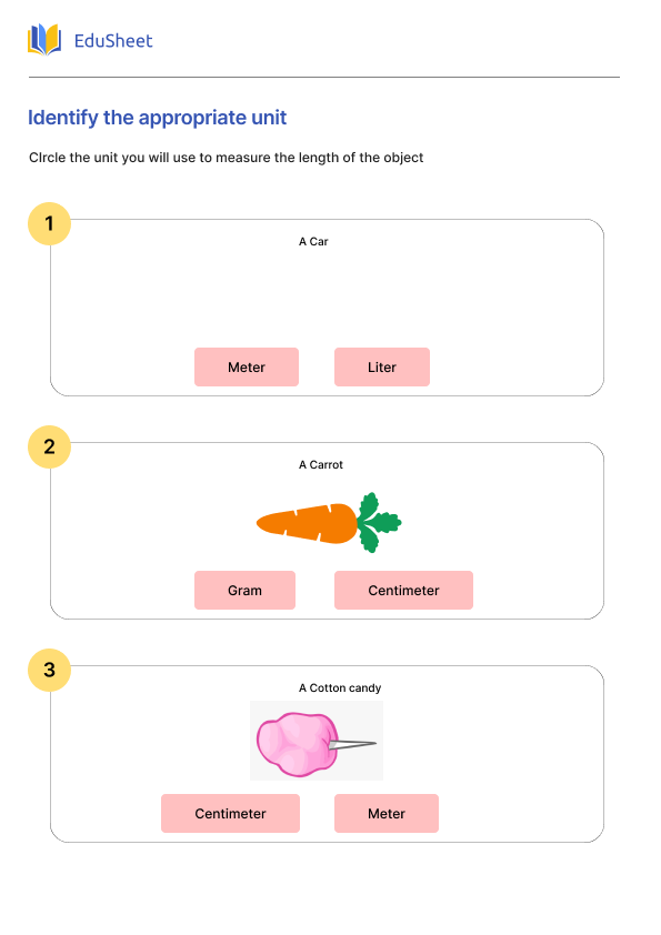 Identify the appropriate unit Worksheets | Free Download at Orchids ...