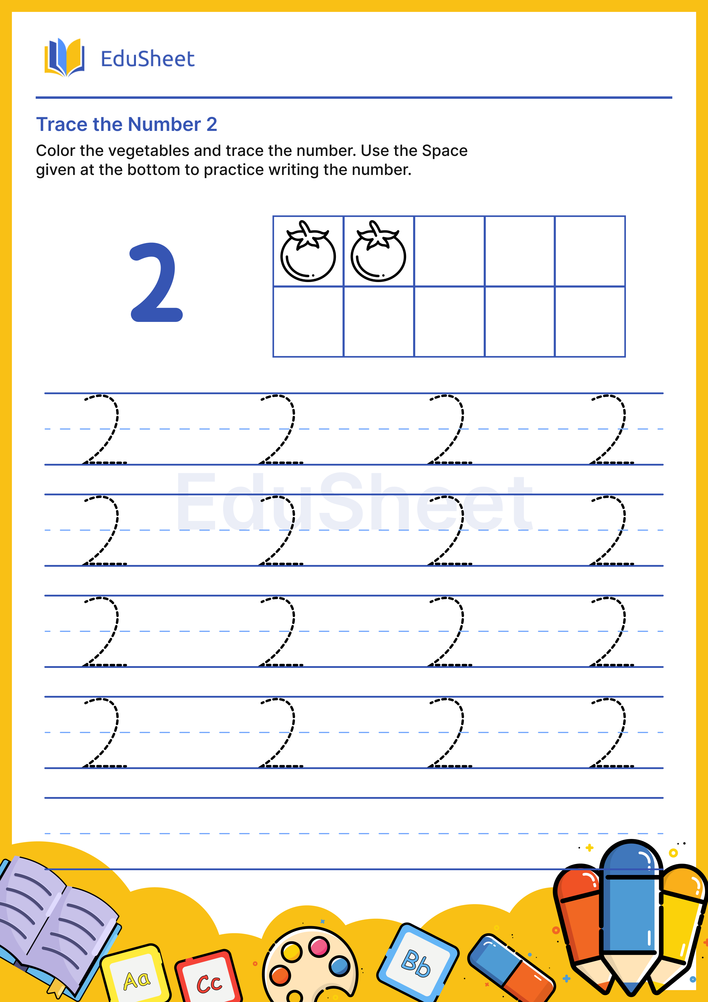 Trace the Number of vegetables 2 Worksheets | Free Download at Orchids ...