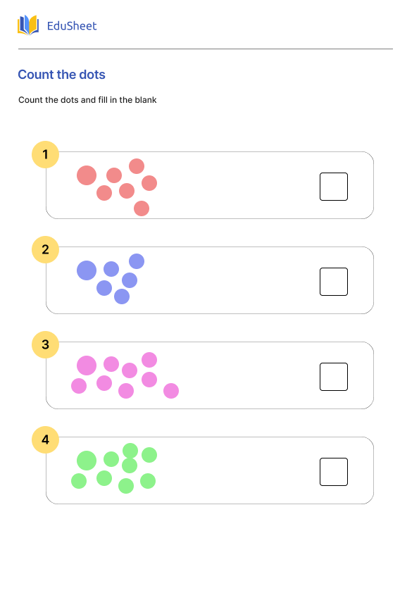 Count the dots Worksheets | Free Download at Orchids International