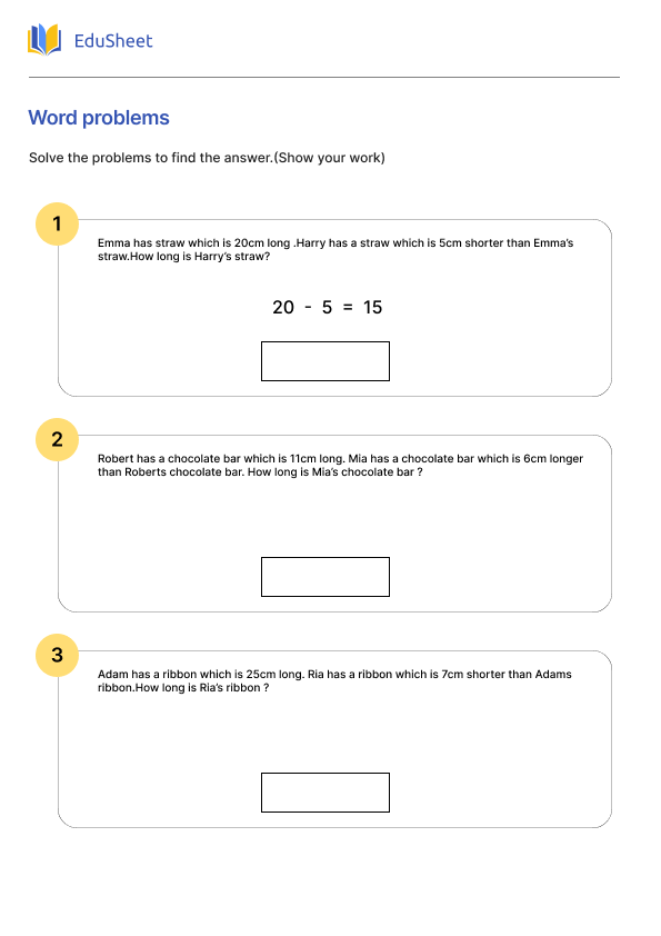 Word problems 25 Worksheets | Free Download at Orchids International