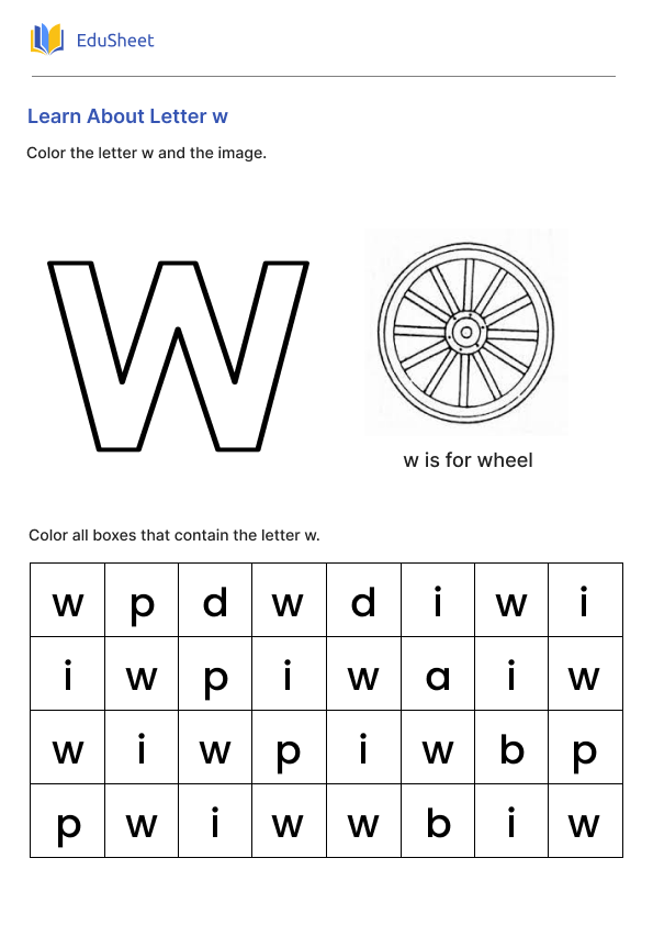 Learn About Letter w Worksheets | Free Download at Orchids International