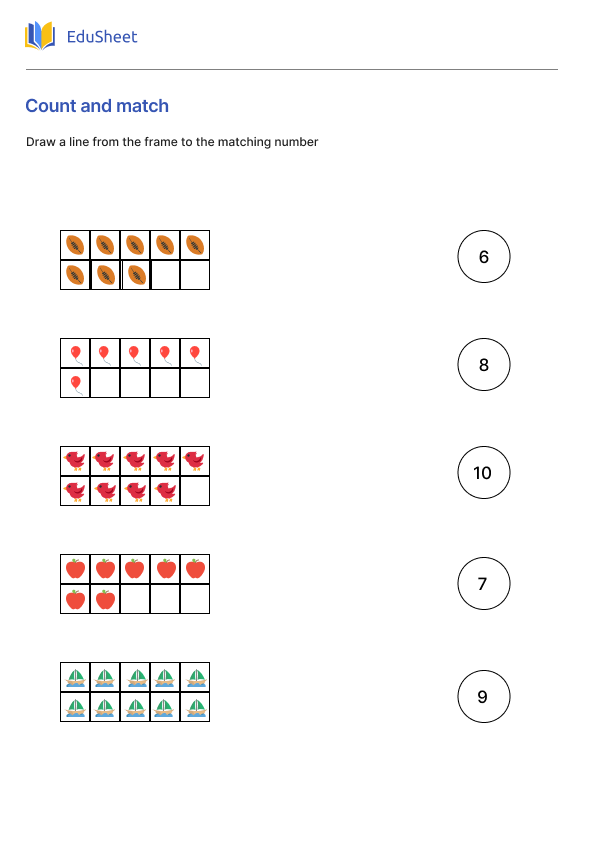Count and match Worksheets | Free Download at Orchids International
