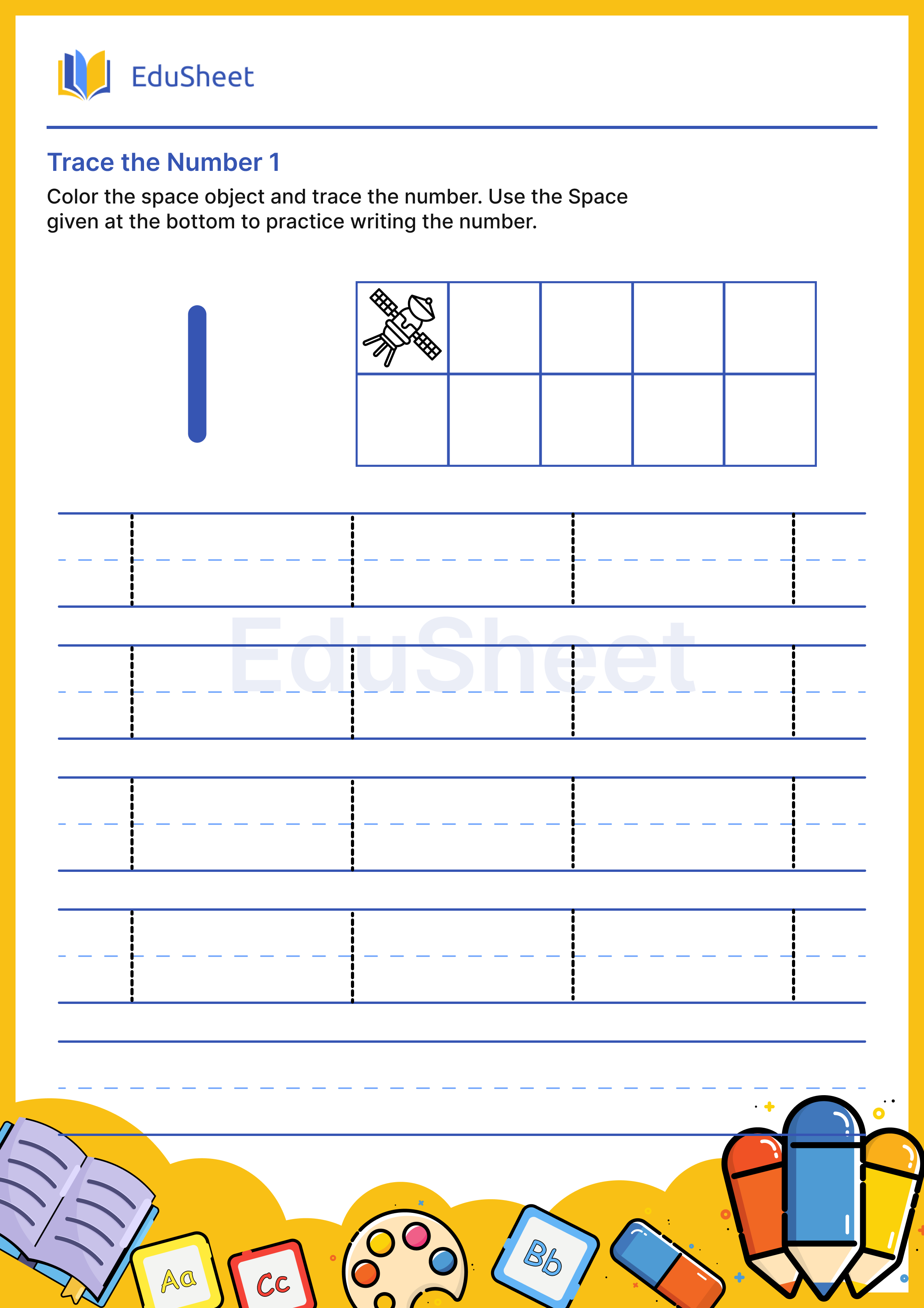 Trace the Number of Space objects 1 Worksheets | Free Download at Orchids International