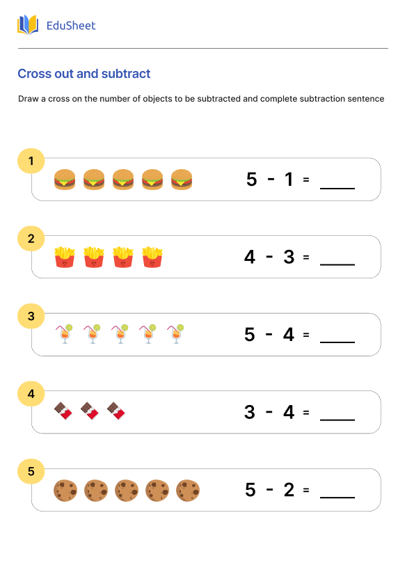 Cross out and subtract Worksheets | Free Download at Orchids International