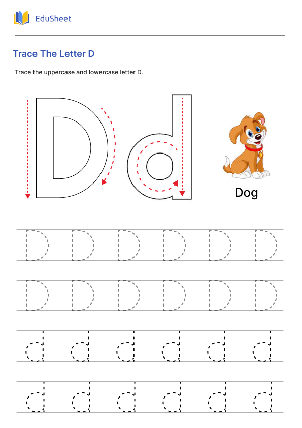 Trace The Letter D 1 Worksheets | Free Download at Orchids International