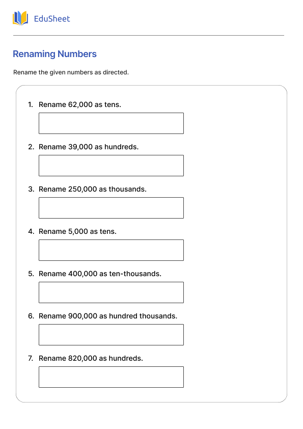 Renaming Numbers Worksheets | Free Download at Orchids International
