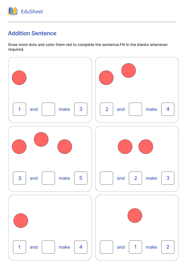 Addition Sentence Worksheets | Free Download at Orchids International