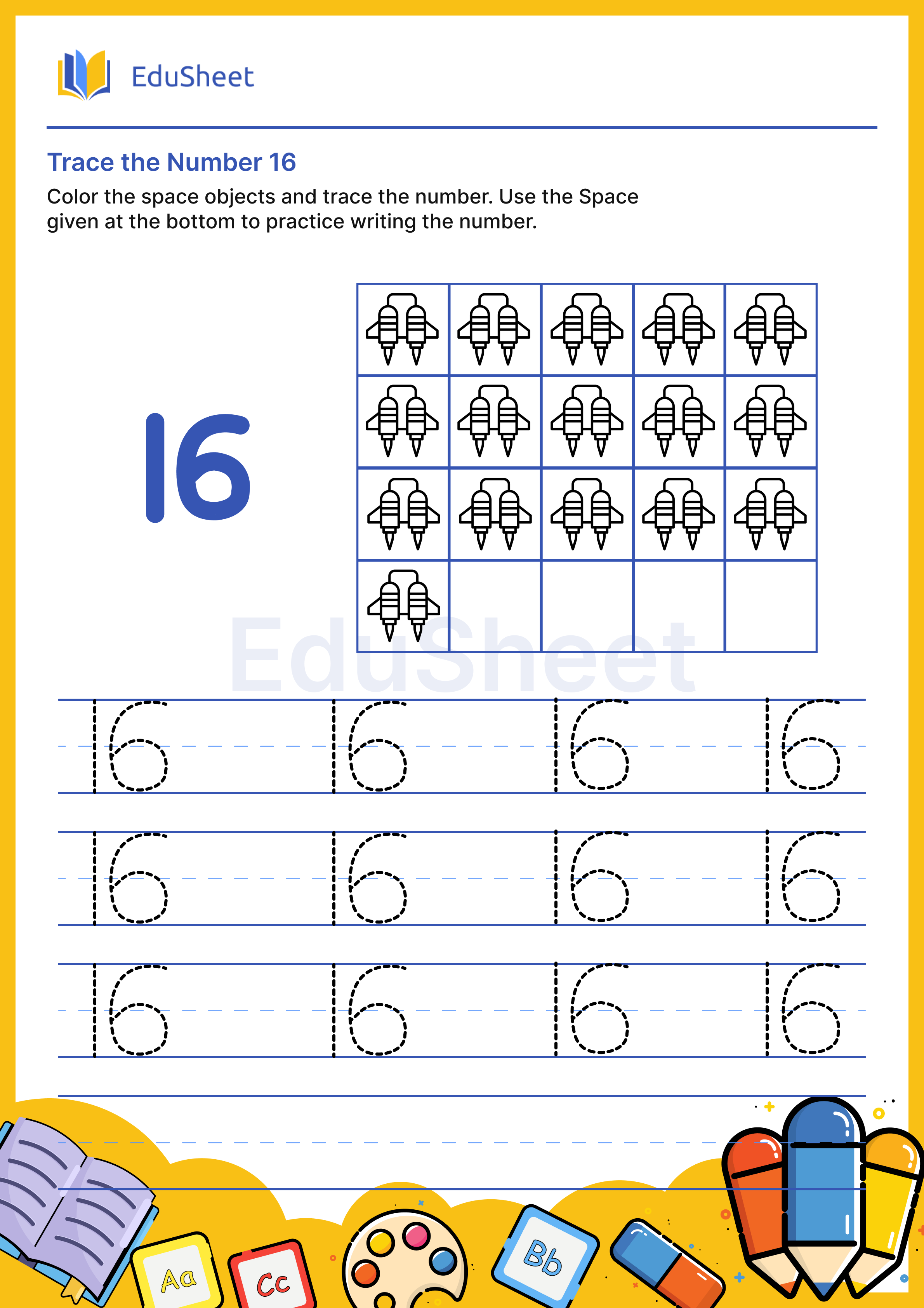 Trace the Number of Space objects 16 Worksheets | Free Download at ...