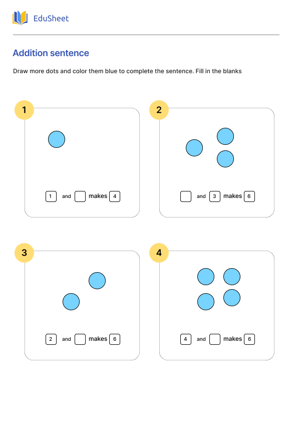 Addition sentence 2 Worksheets | Free Download at Orchids International
