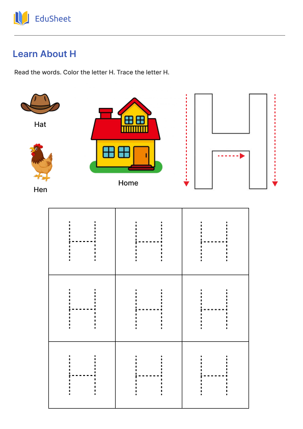 Learn About H 1 Worksheets | Free Download at Orchids International