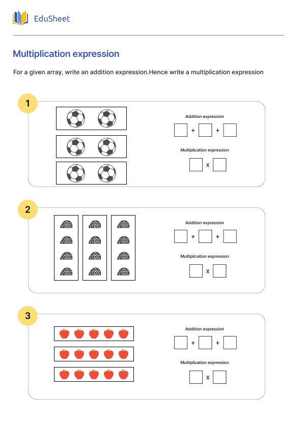 Multiplication expression Part 1 Worksheets | Free Download at Orchids ...