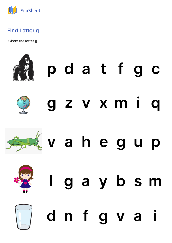 Find Letter g Worksheets | Free Download at Orchids International