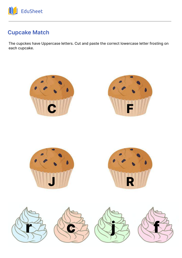 Cupcake Match Part1 Worksheets | Free Download at Orchids International