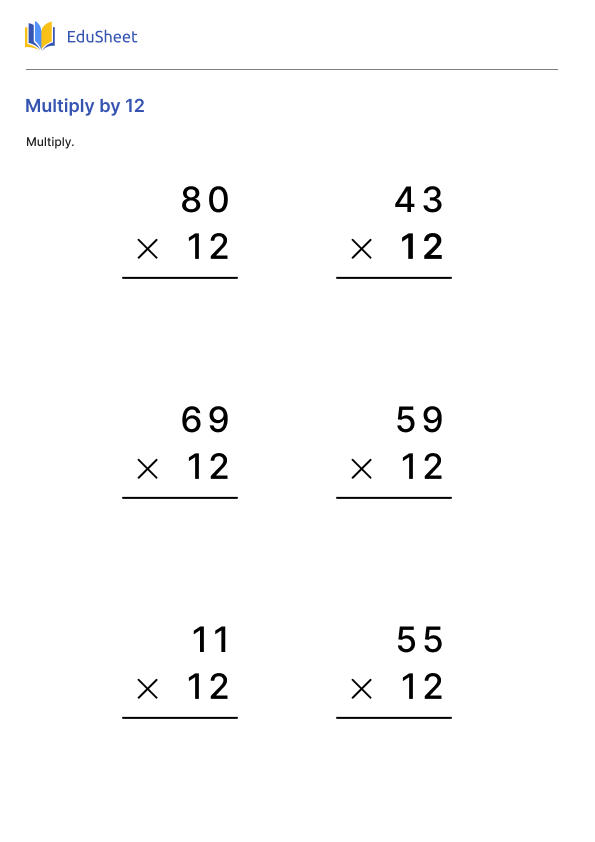 Multiply by 12 Part 1 Worksheets | Free Download at Orchids International