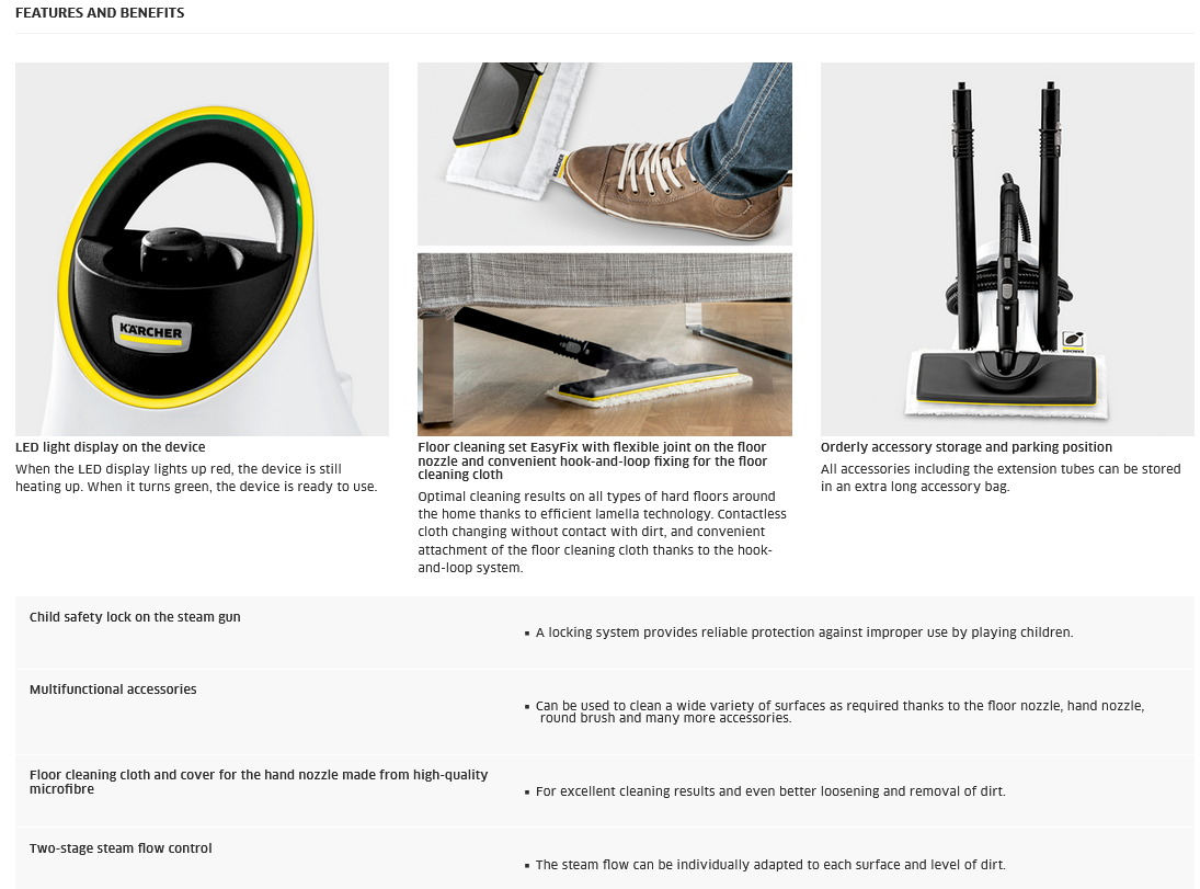 Karcher 1500W Steam Cleaner Sc 2 Deluxe Easyfix - Eezee