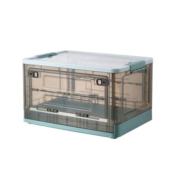 Foldable Stackable Storage Box Top Front Back Opening With Rollers 50L ...