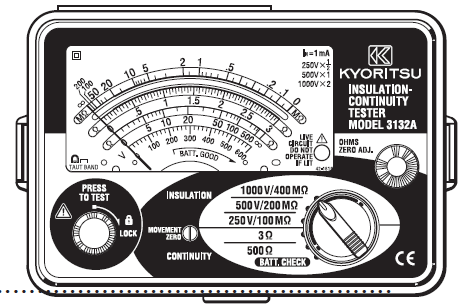Kyoritsu 3132A Analogue Insulation / Continuity Tester (valid for ...