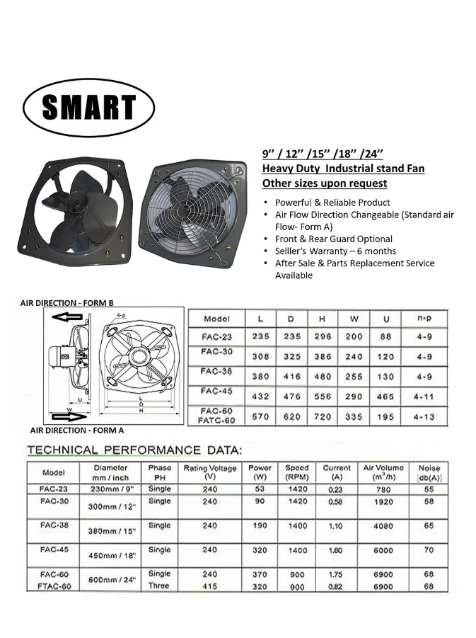 Smart Industrial Exhaust Fan Fac-45/60 - Eezee