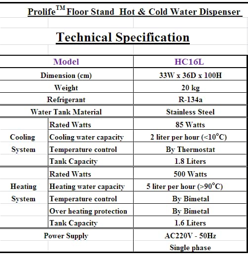Pro Life HC16L Hot and Cold Top Load Water Dispenser - Eezee