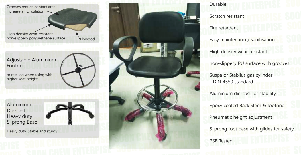 Industrial High Lab Chair CSC-LC938FGC - Eezee