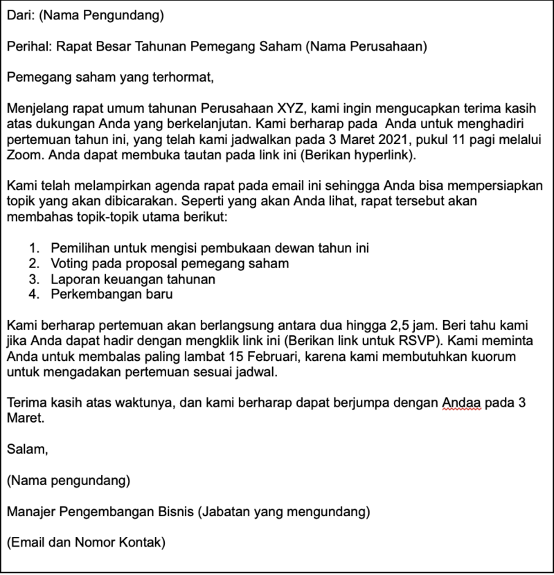 4 Contoh Undangan Rapat Terlengkap Dan Profesional