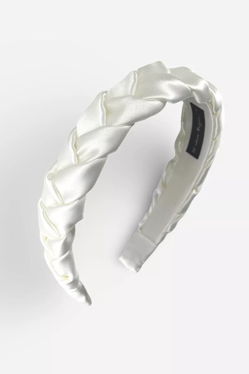 NARROW BRAIDED ATLAS HEADBAND - WHITE