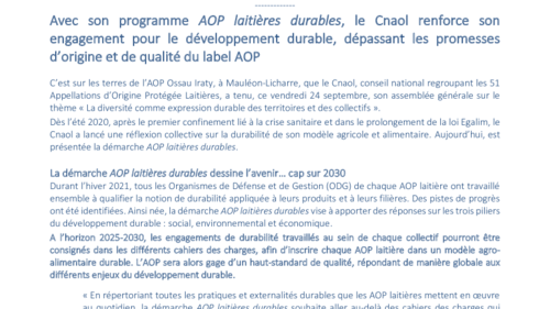 Communiqué de presse - AOP laitières durables - Newsroom La filière ...
