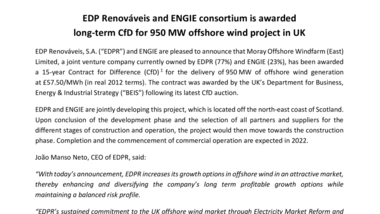 EDP Renováveis and ENGIE consortium is awarded long-term CfD for 950 MW ...