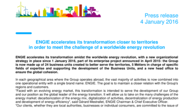 ENGIE accelerates its transformation closer to territories in order to ...