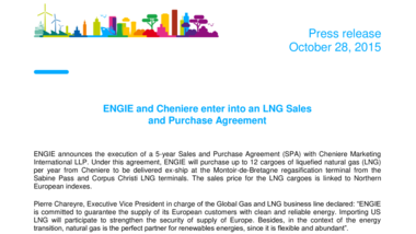 ENGIE and Cheniere enter into an LNG Sales and Purchase Agreement ...