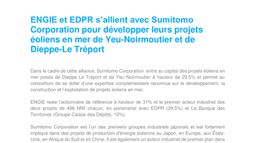 ENGIE et EDPR s’allient avec Sumitomo Corporation pour développer leurs ... ENGIE et EDPR s’allient avec Sumitomo Corporation pour développer leurs ...