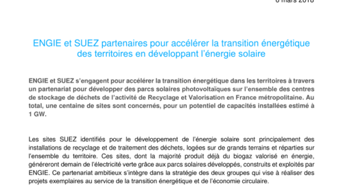ENGIE et SUEZ partenaires pour accélérer la transition énergétique des ...