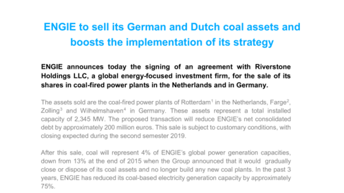 ENGIE to sell its German and Dutch coal assets and boosts the ...