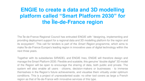 ENGIE to create a data and 3D modelling platform called “Smart Platform ...