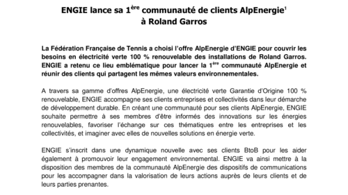 ENGIE lance sa 1ère communauté de clients AlpEnergie1 à Roland Garros ...