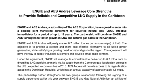 ENGIE and AES Andres Leverage Core Strengths to Provide Reliable and ...