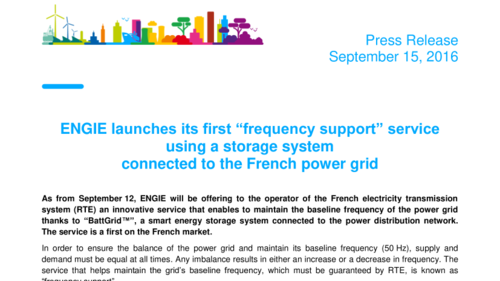 ENGIE launches its first “frequency support” service using a storage ...