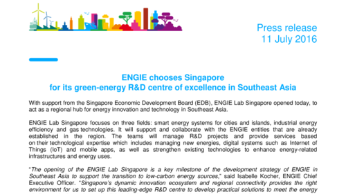 ENGIE chooses Singapore for its green-energy R&D centre of excellence ...