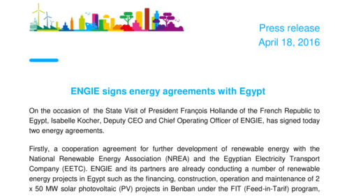 ENGIE signs energy agreements with Egypt - Files - Newsroom Engie