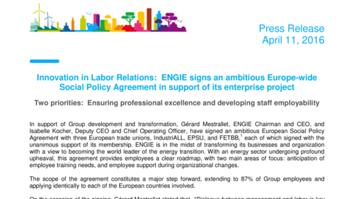 Innovation in Labor Relations - ENGIE signs an ambitious Europe-wide ...
