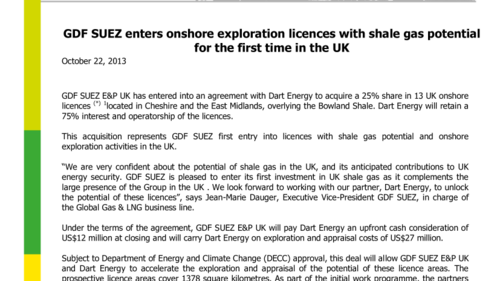 GDF SUEZ enters onshore exploration licences with shale gas potential ...